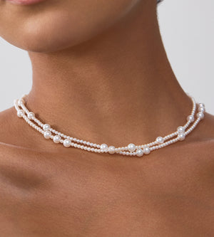 Lumiline 2.5-6mm Aurora Pearl Necklace Gold Vermeil